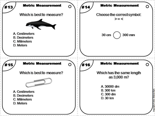 Metric Measurement Task Cards | Teaching Resources