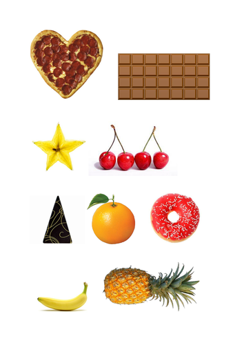 Halving different items of food. | Teaching Resources