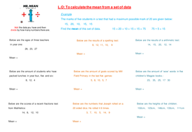 Mean average worksheet | Teaching Resources