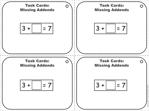 Missing Addends Task Cards | Teaching Resources