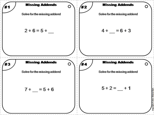 Missing Addends Task Cards | Teaching Resources