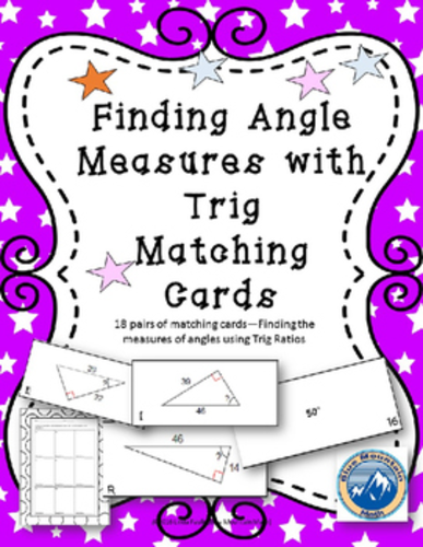Angle Measures Using Trig Matching Card Set | Teaching Resources