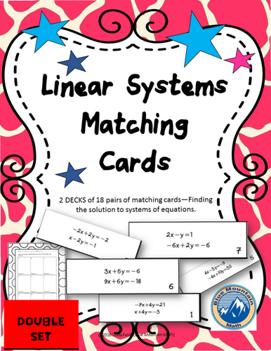 Linear Systems Matching Card Set-Double Set | Teaching Resources