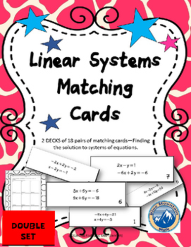 Linear Systems Matching Card Set-Double Set | Teaching Resources