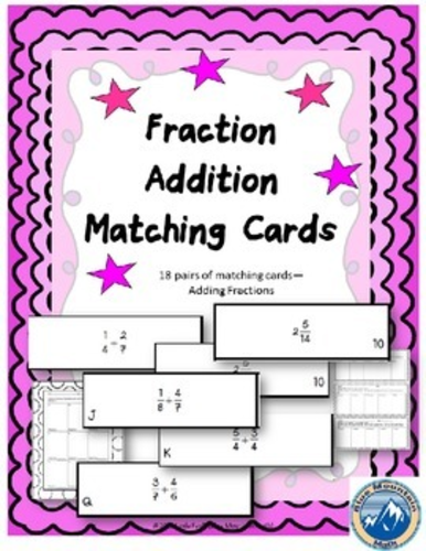 Fraction Addition Matching Cards | Teaching Resources