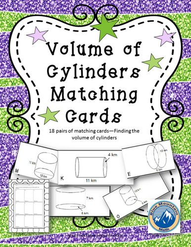 Volume of Cylinders Matching Card Set | Teaching Resources