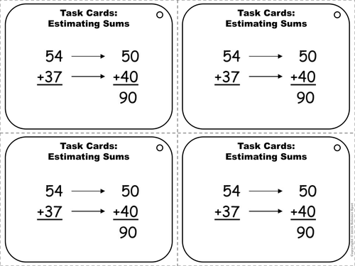 Estimating Sums Task Cards | Teaching Resources