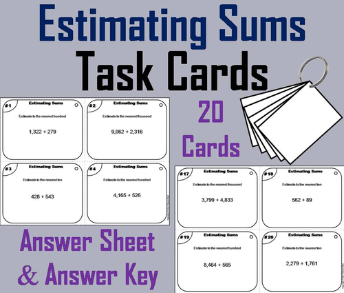 Estimating Sums Task Cards | Teaching Resources