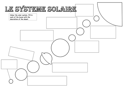 Le système solaire worksheet | Teaching Resources