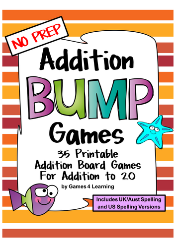 Addition Games 35 Addition Bump Games | Teaching Resources