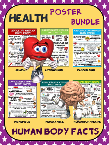 Health and Science Poster Bundle: Human Body Facts- 6 Contemporary ...