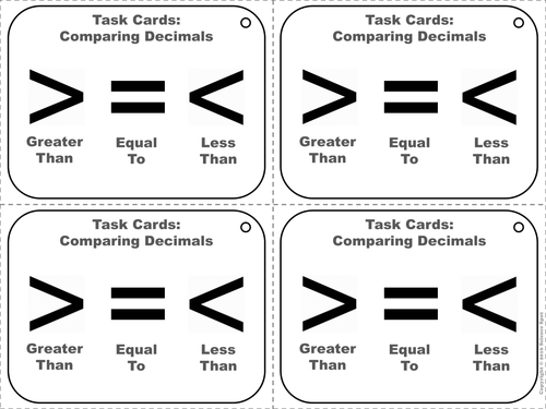 Comparing Decimals Task Cards | Teaching Resources