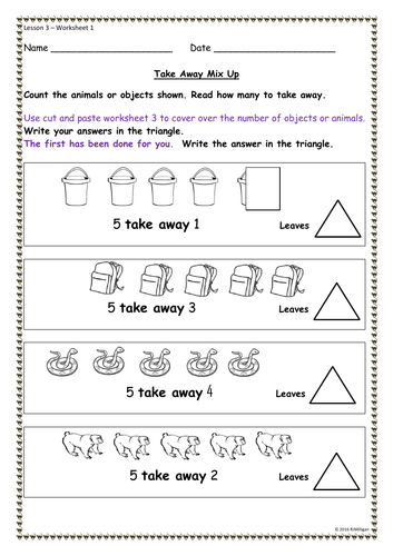 Subtraction Taking Away Worksheets Activities Presentations EYFS/KS1 ...