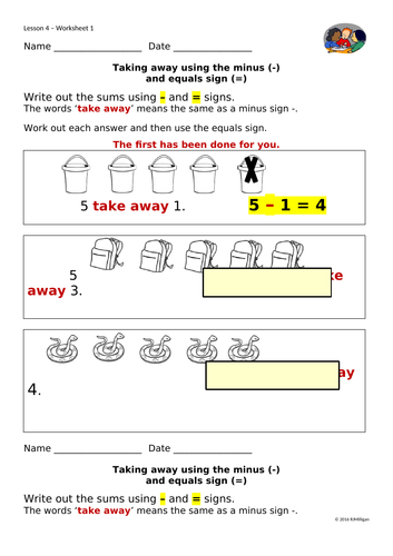 Subtraction Taking Away Worksheets Activities Presentations EYFS/KS1 ...