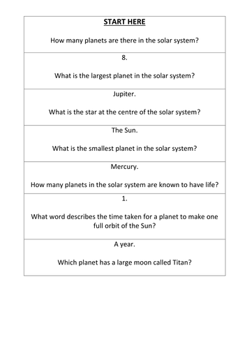 Solar System - Dominoes game | Teaching Resources