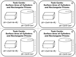 Surface Area of Cylinders and Rectangular Prisms Task Cards | Teaching ...