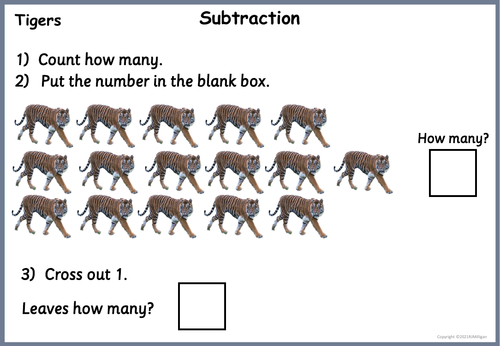 Subtraction Taking Away Animal Pictures Activity Task Cards Equations ...