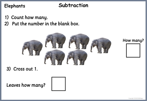 Subtraction Taking Away Animal Pictures Activity Task Cards Equations ...
