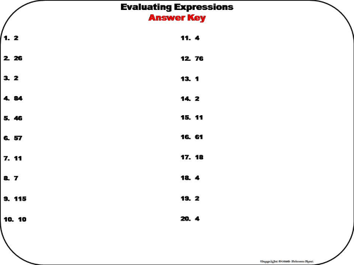 Evaluating Expressions Task Cards | Teaching Resources