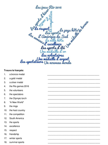 Rio Olympics 2016 - Les Jeux Olympiques 2016 | Teaching Resources