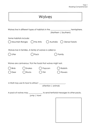 Wolves - Reading Comprehension by mimjaeger - Teaching Resources - TES
