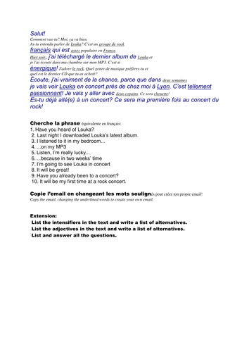 La musique | Teaching Resources