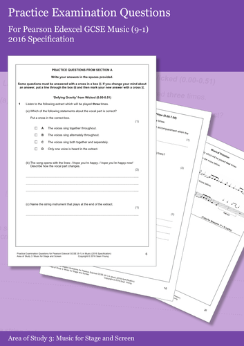 Practice Listening Questions for Pearson Edexcel GCSE Music (2016 ...