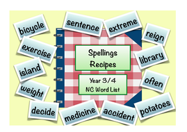 Spellings Recipes - Using Year 3/4 Word List | Teaching Resources