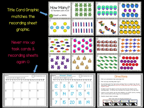 Math Task Cards - Counting to 20 - SCOOT Math Center | Teaching Resources