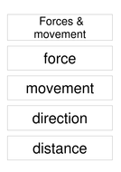 KS1 Forces & movement Science Vocabulary and Spelling List + Word Mat ...