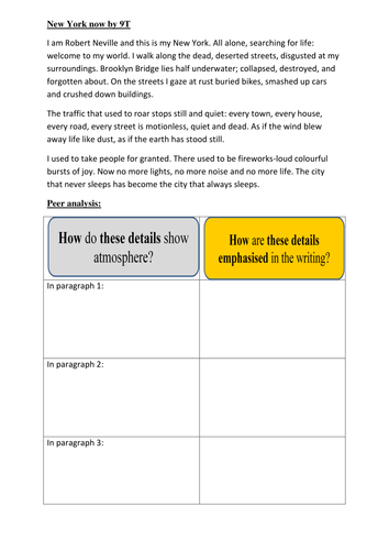 Descriptive / Creative writing using I am Legend (film and book ...