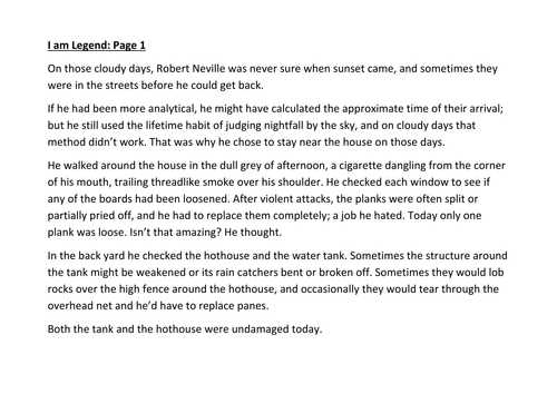 Descriptive / Creative writing using I am Legend (film and book ...