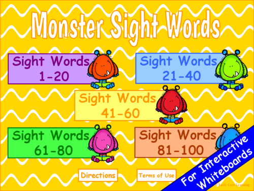 Monster Sight Words PowerPoint Game | Teaching Resources