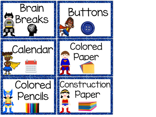 Superhero Classroom Labels with Pictures | Teaching Resources