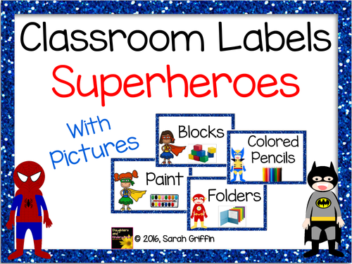 Superhero Classroom Labels with Pictures | Teaching Resources