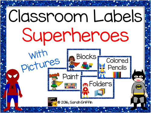 Superhero Classroom Labels with Pictures | Teaching Resources