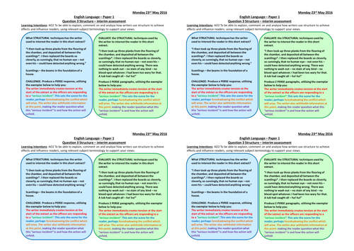 AQA GCSE NEW SPEC English Language Paper 1 Qu3 STRUCTURE resources ...