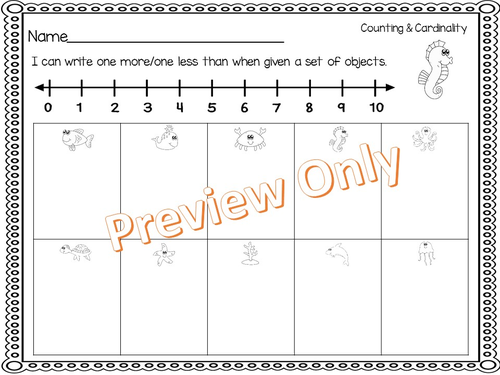 Math Task Cards - One More, One Less - Ocean Theme SCOOT | Teaching ...