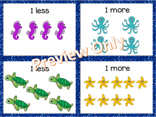 Math Task Cards - One More, One Less - Ocean Theme SCOOT | Teaching ...
