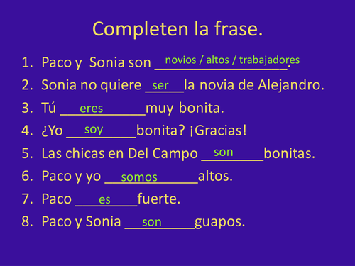 Spanish "Ser" PowerPoint, TPR Story & INB | Teaching Resources