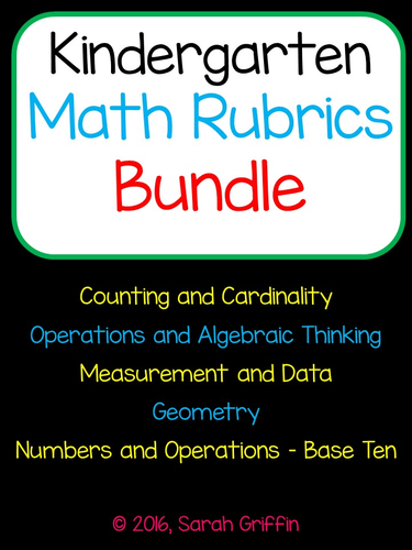 Kindergarten Math Rubrics for Common Core | Teaching Resources