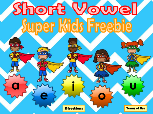Free Short Vowel Super Kids PowerPoint Game | Teaching Resources