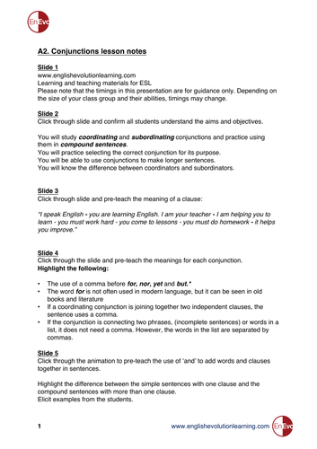 Conjunction Lesson Plans for Beginner and Elementary ESL Students ...
