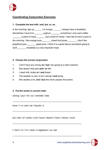 Conjunction Lesson Plans for Beginner and Elementary ESL Students ...