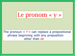 Le pronon « y » (The pronoun "y") | Teaching Resources