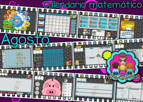 SMARTBOARD Calendar Math- Agosto (Spanish) | Teaching Resources