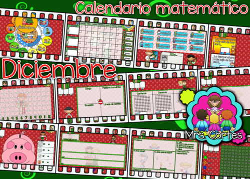 SMARTBOARD Calendar Math- Diciembre (Spanish) | Teaching Resources