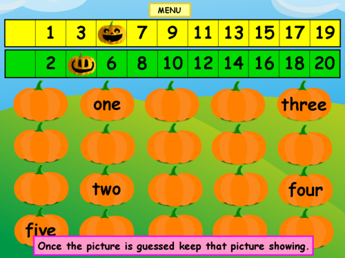 Pumpkin Patch Match Numbers (1-20) PowerPoint Game | Teaching Resources