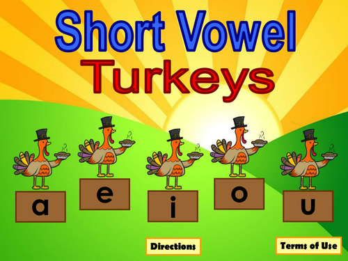 Short Vowels Turkey PowerPoint Game | Teaching Resources