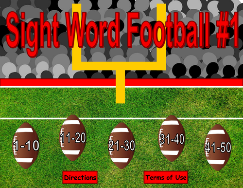 Sight Words Football #1 PowerPoint Game | Teaching Resources